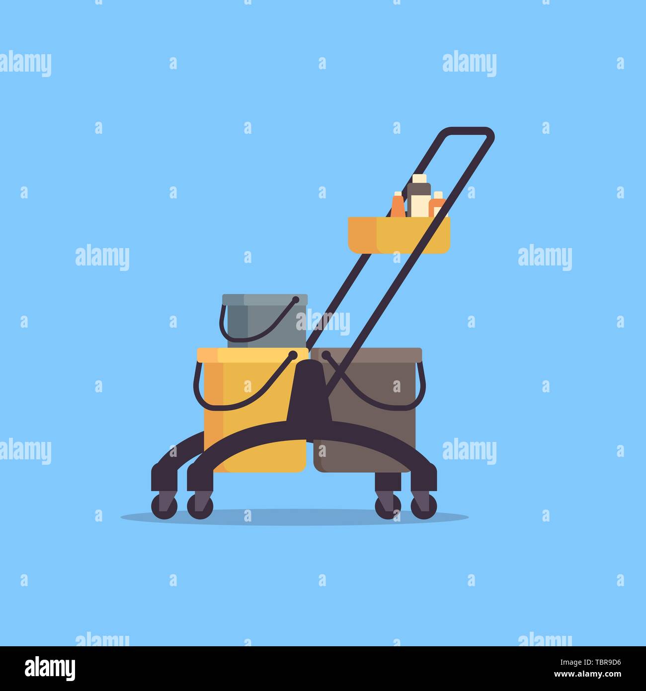 cleaning service trolley cart with supplies janitor company concept ...