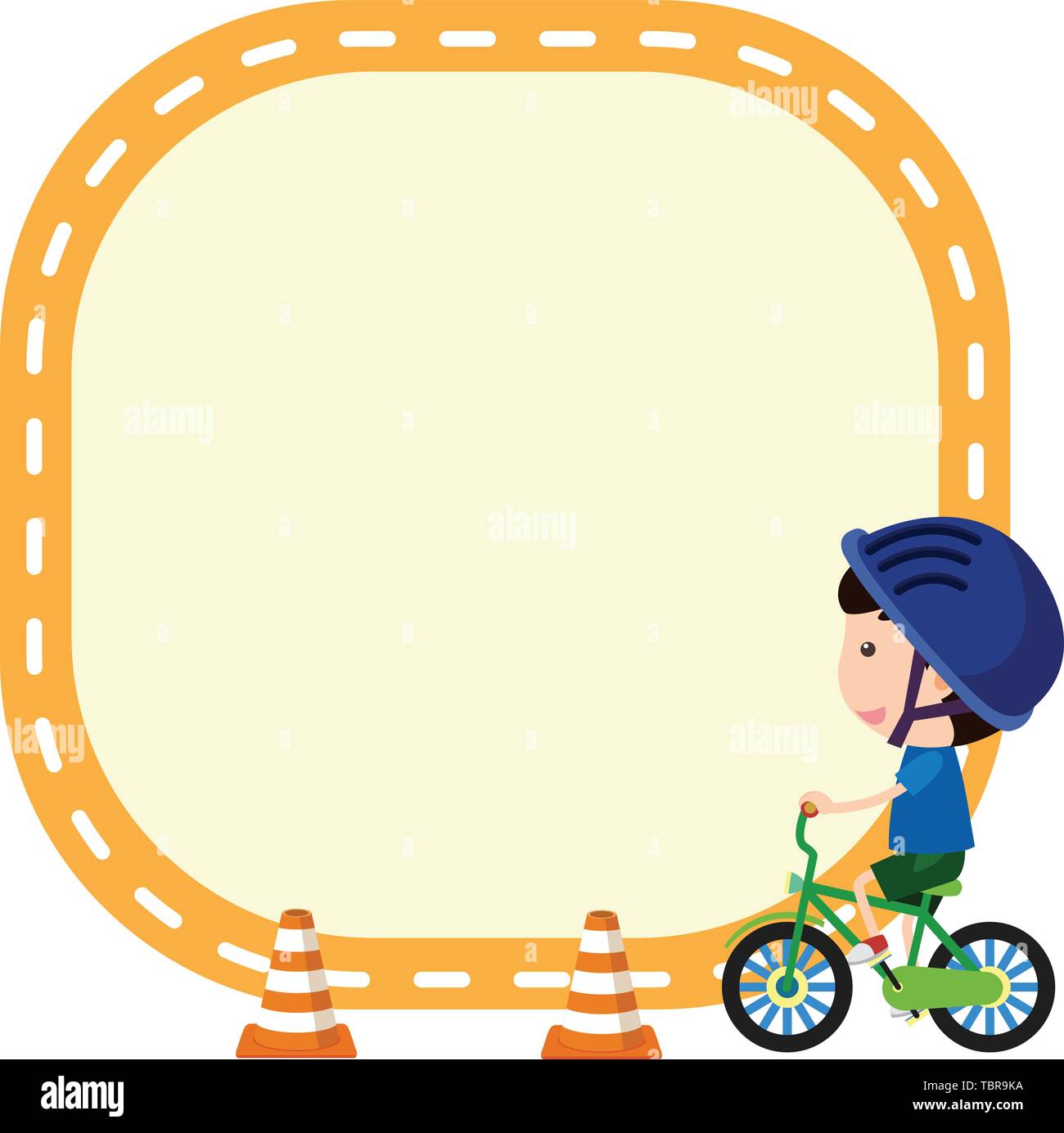 Boy riding bicycle on note template illustration Stock Vector Image ...