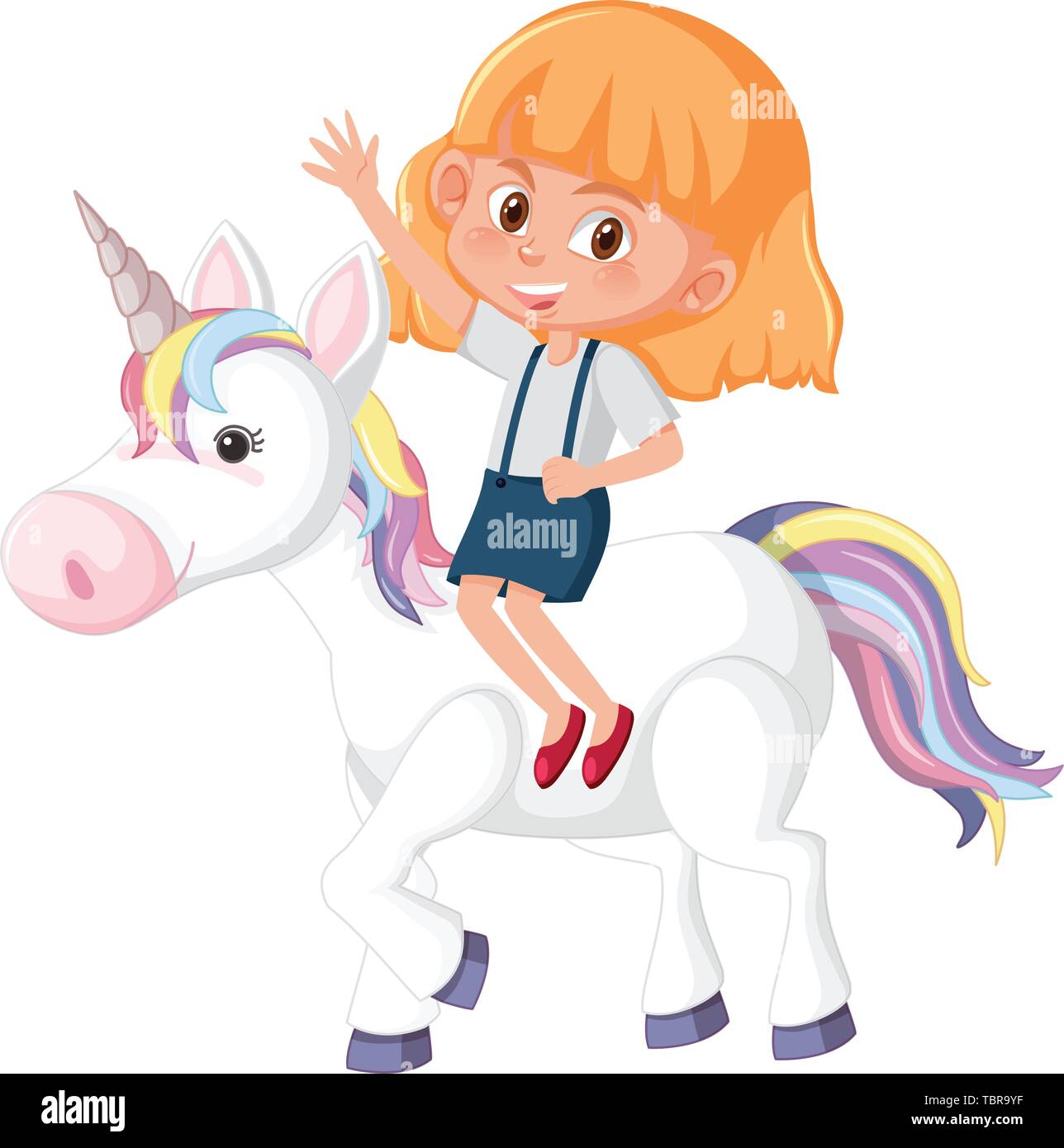 A girl riding unicorn illustration Stock Vector Image & Art - Alamy