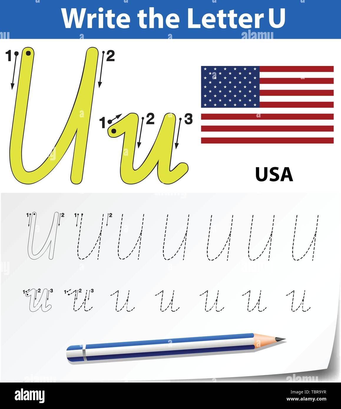 Write the letter U illustration Stock Vector Image & Art - Alamy