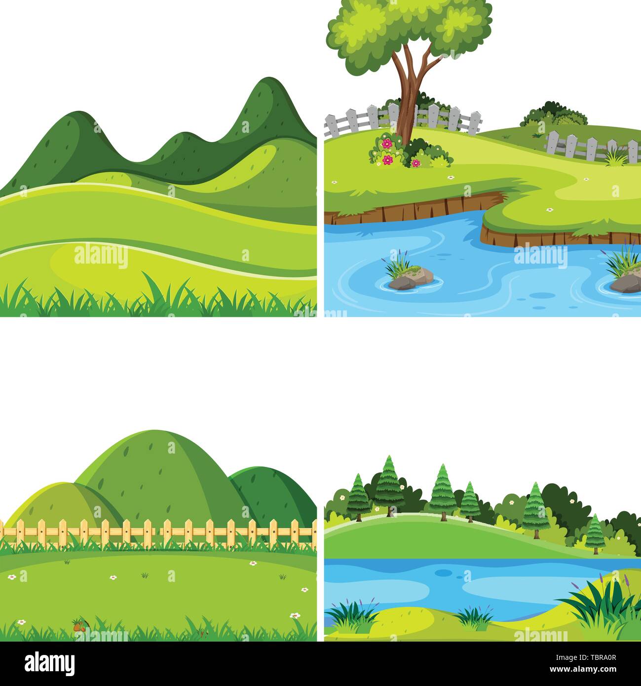 Set of nature landscape illustration Stock Vector Image & Art - Alamy