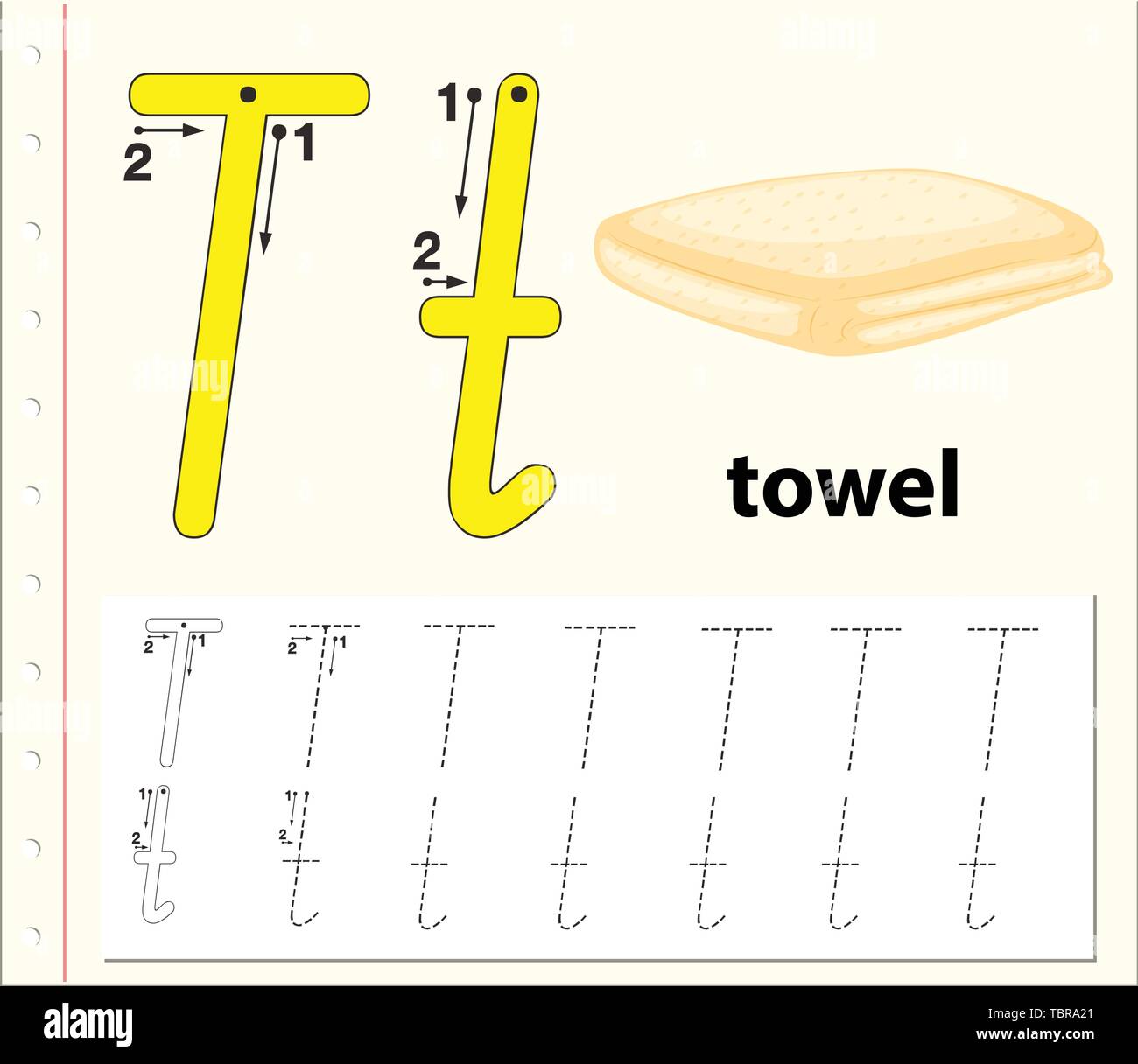 Letter T tracing alphabet worksheets illustration Stock Vector Image ...