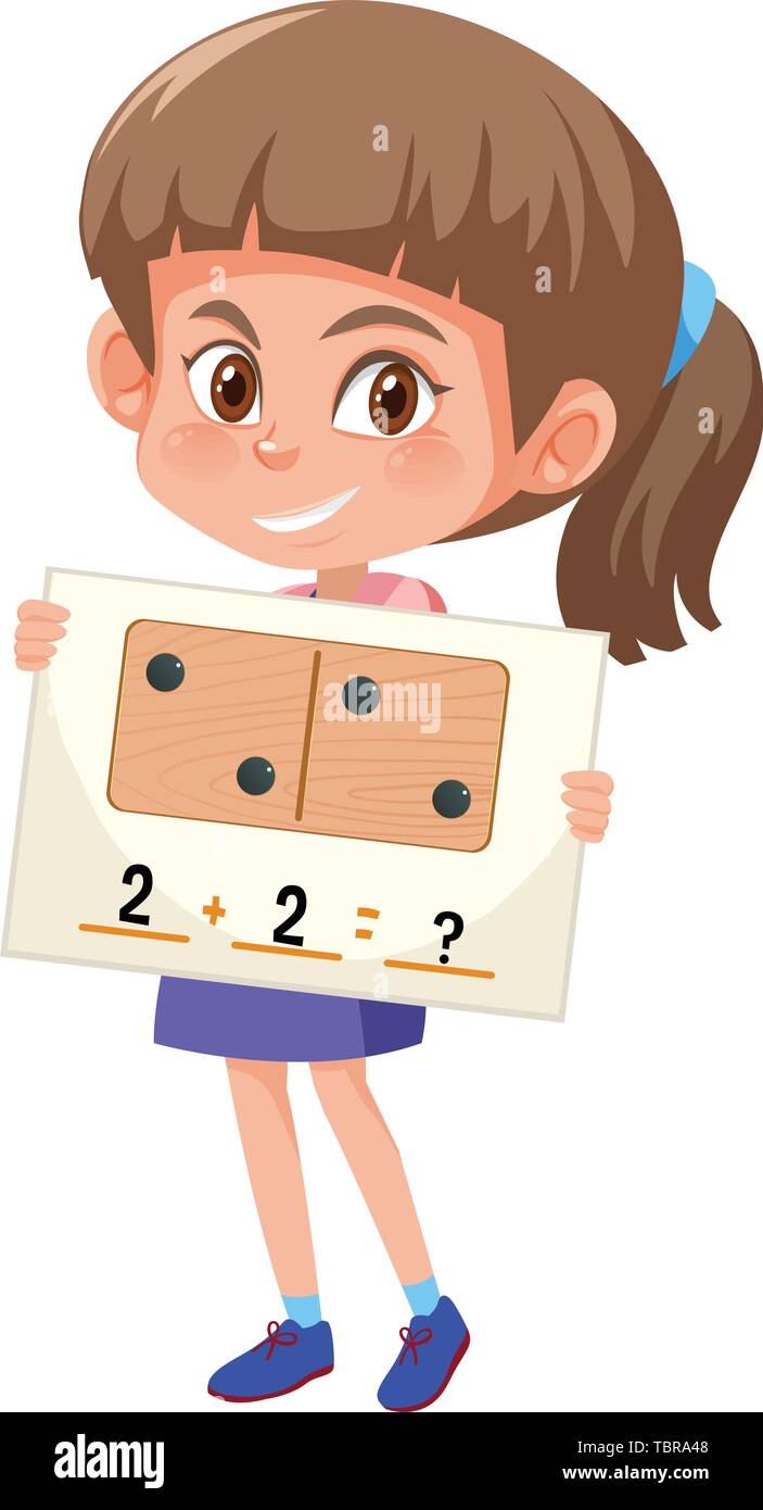 A girl holding math question card illustration Stock Vector Image & Art ...
