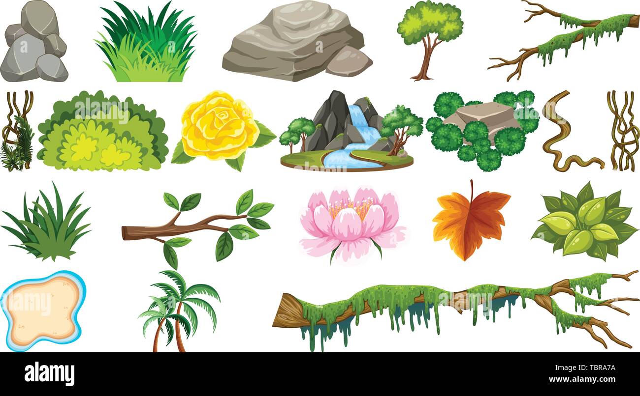 Set of natural objects illustration Stock Vector Image & Art - Alamy