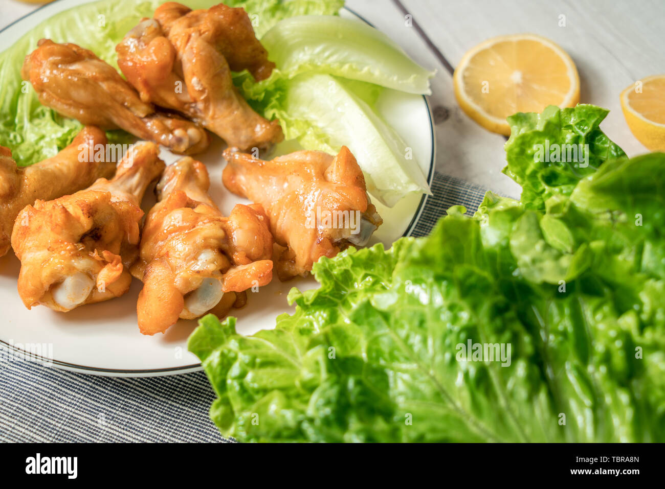 BBQ food, roasted chicken wings root Stock Photo - Alamy