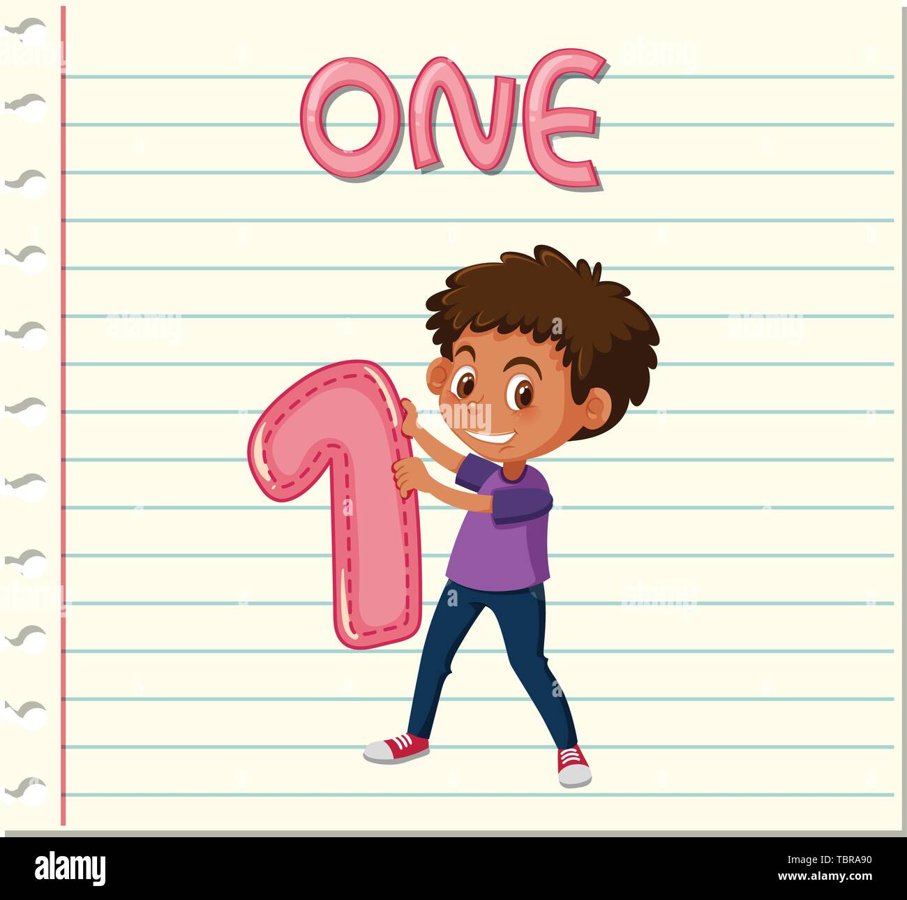 boy holding number one illustration Stock Vector Image & Art - Alamy