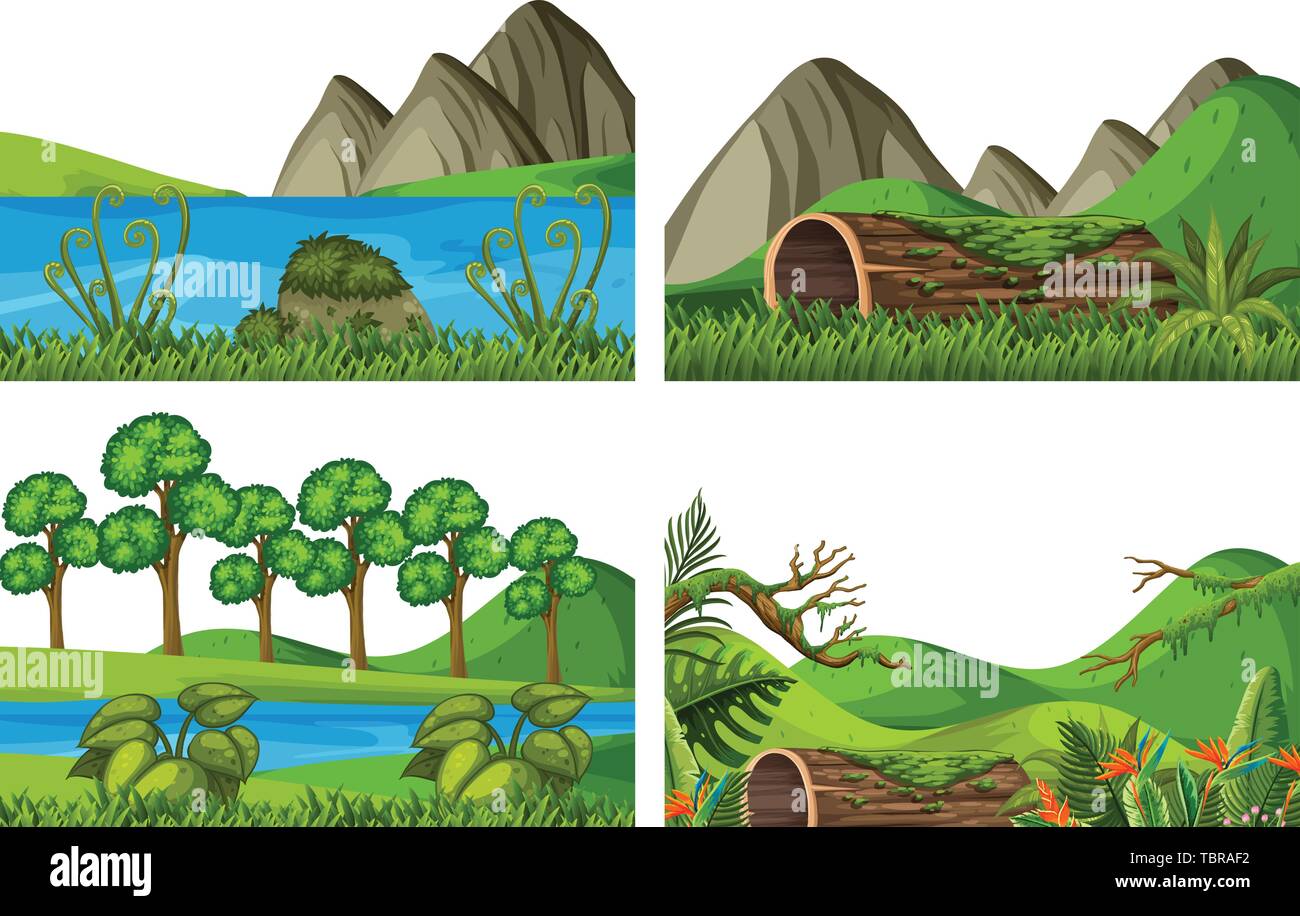 set of nature scene illustration Stock Vector Image & Art - Alamy
