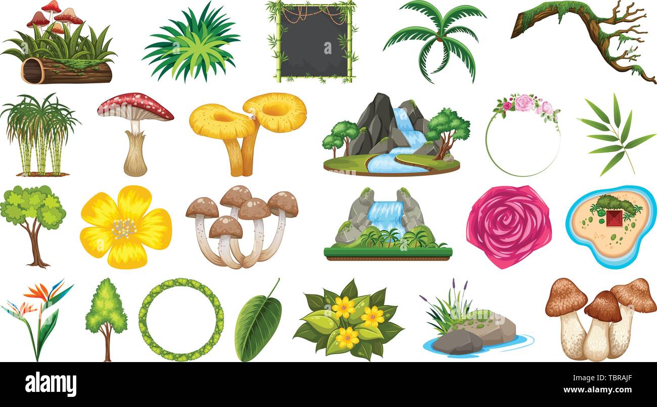 Set of different nature objects illustration Stock Vector Image & Art ...
