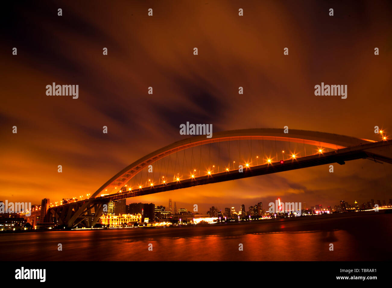 Night view of Lupu Bridge Stock Photo - Alamy