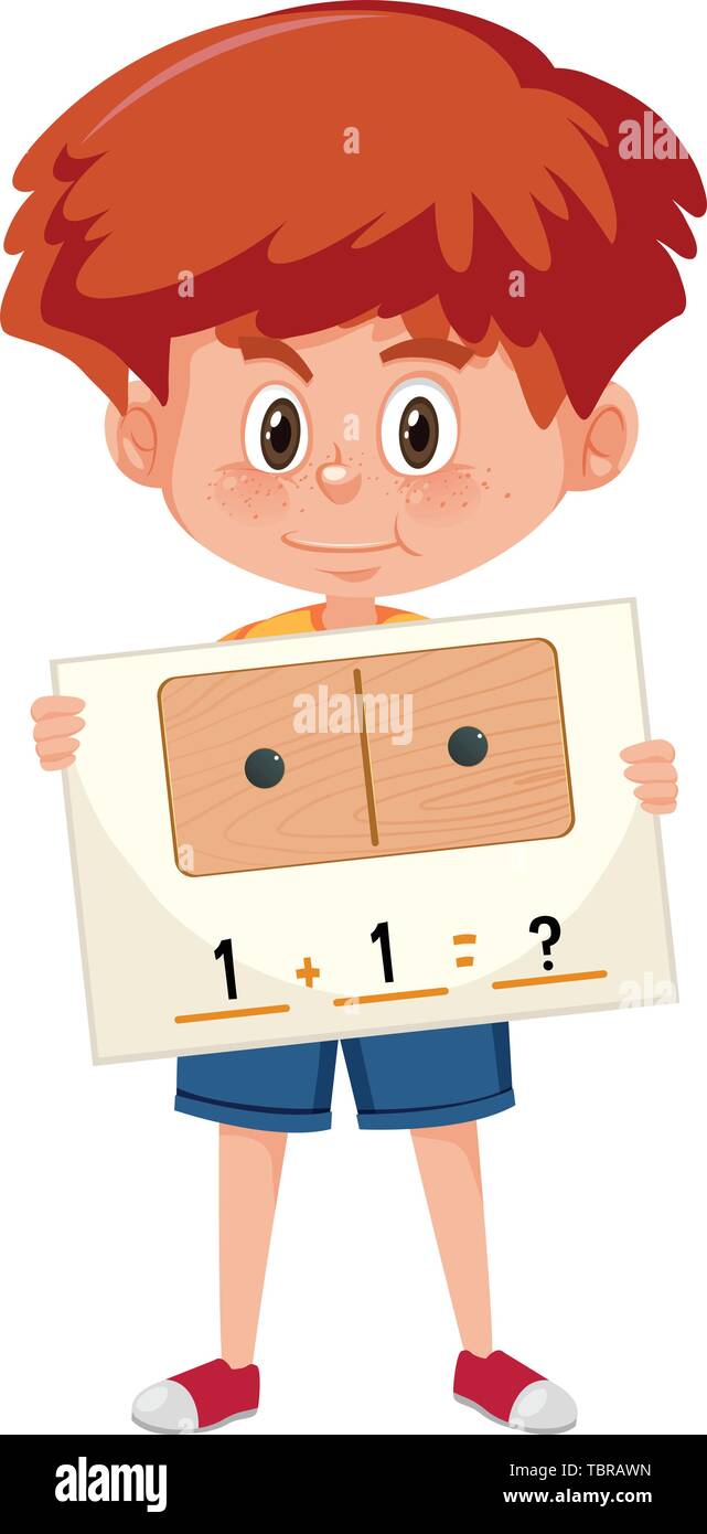 A boy holding math question card illustration Stock Vector Image & Art ...