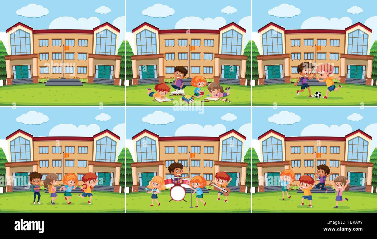 Set of student at school illustration Stock Vector Image & Art - Alamy