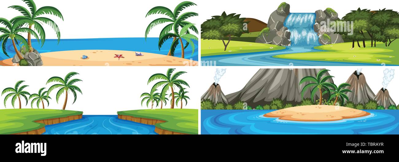 set of different water scenes illustration Stock Vector Image & Art - Alamy