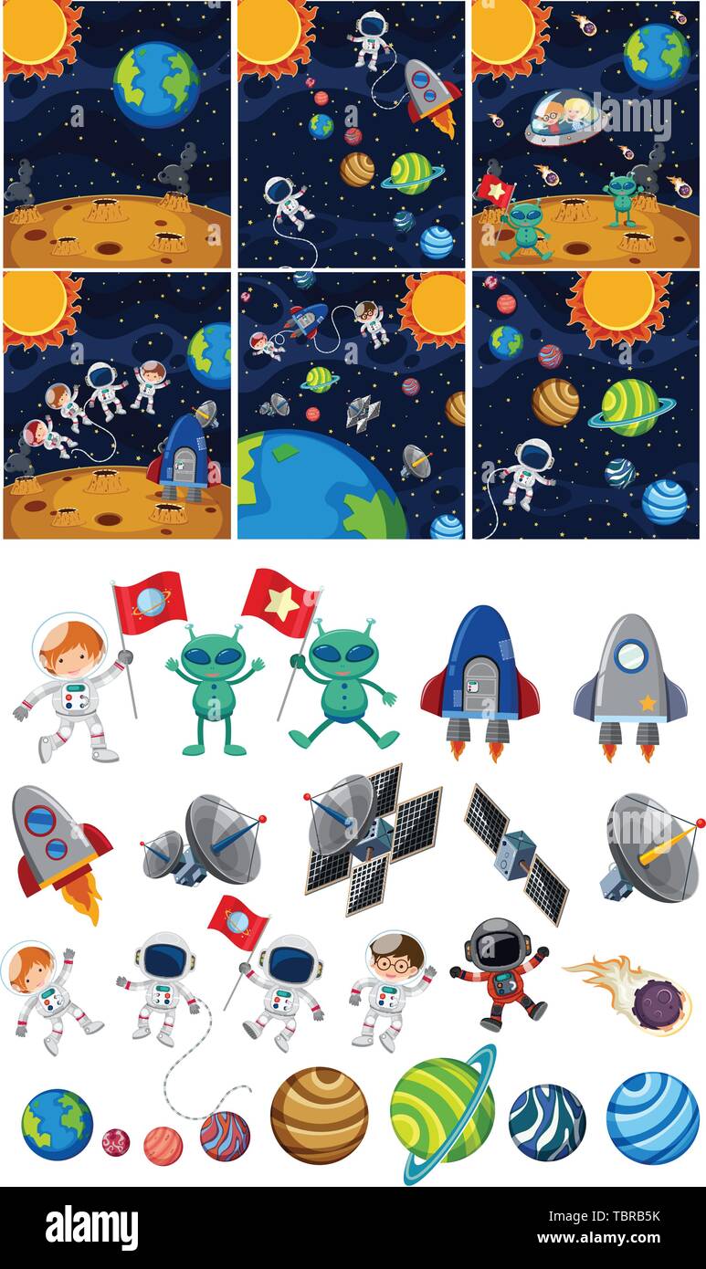 Set of space element illustration Stock Vector Image & Art - Alamy
