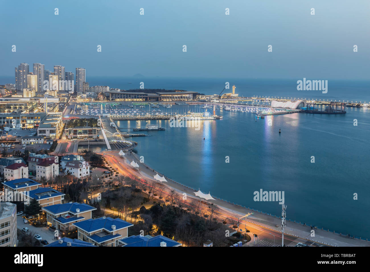 Night view of Fushan Bay, Qingdao Stock Photo - Alamy