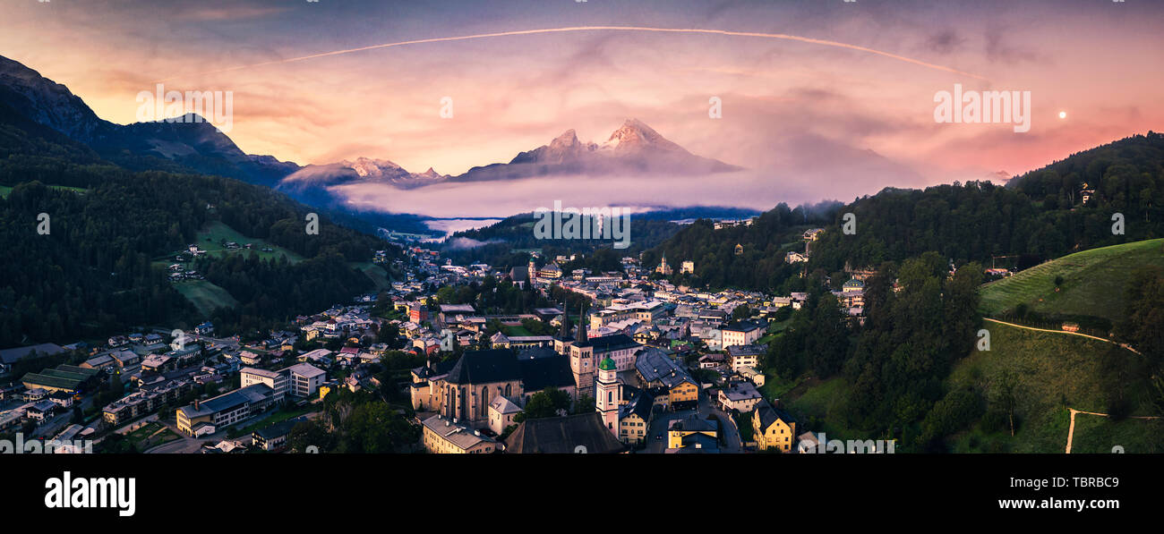 Aerial panoramic view of European town Stock Photo - Alamy