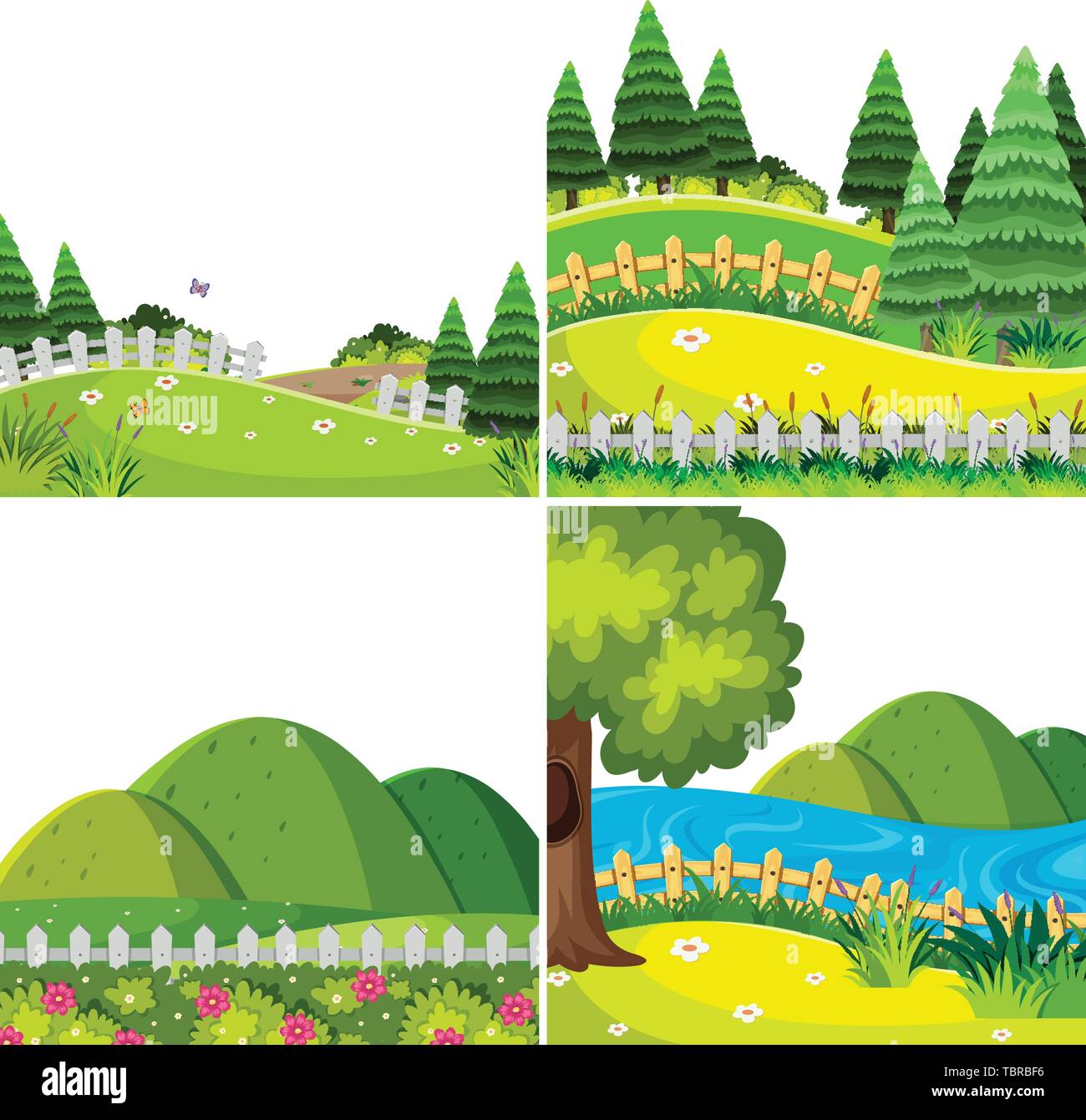Set of garden nature landscape illustration Stock Vector Image & Art ...