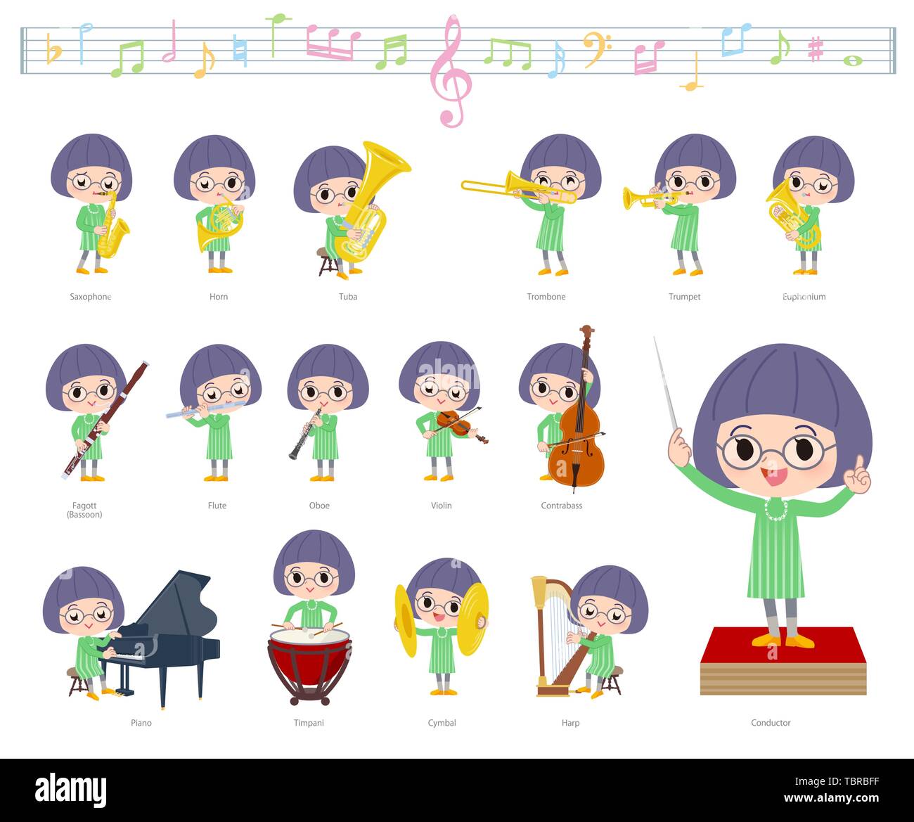 A set of girl on classical music performances.There are actions to play ...