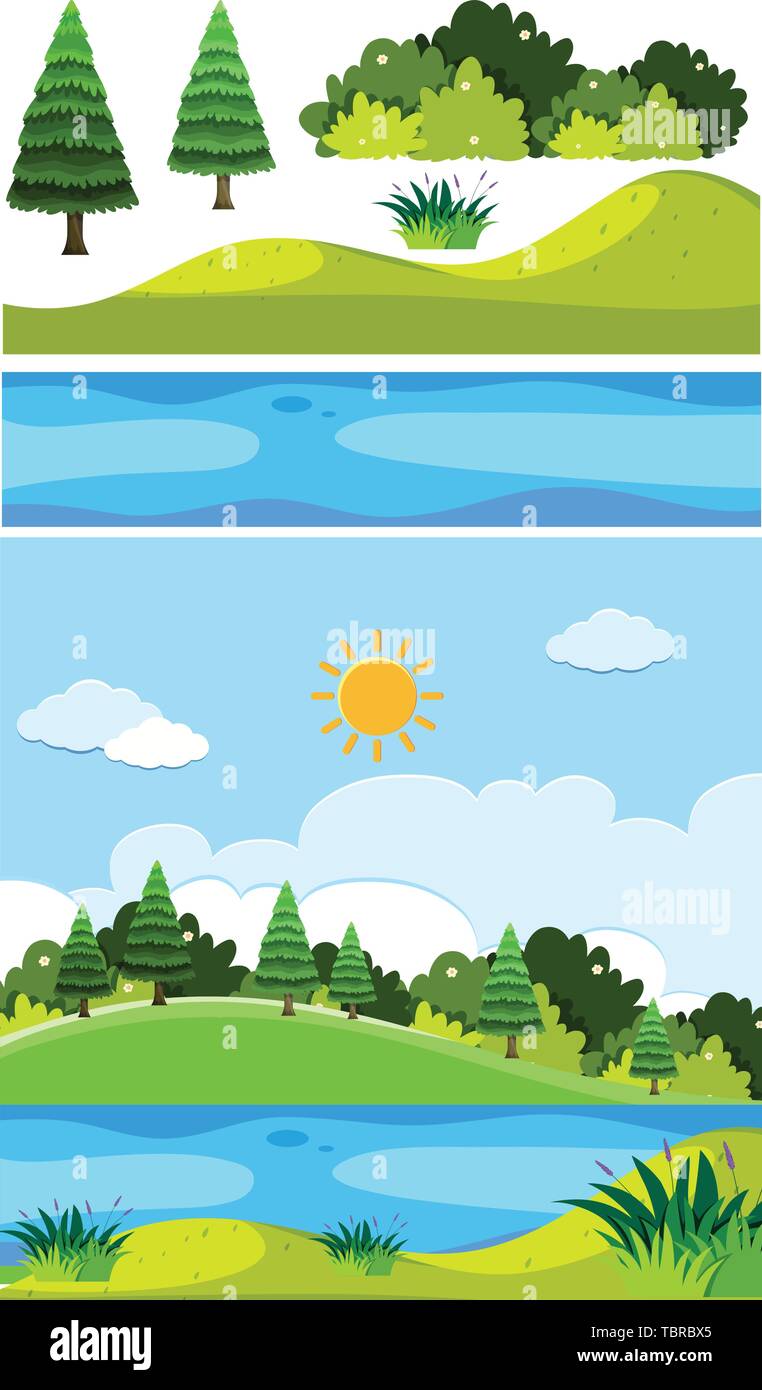 Set of outdoor park scene illustration Stock Vector Image & Art - Alamy