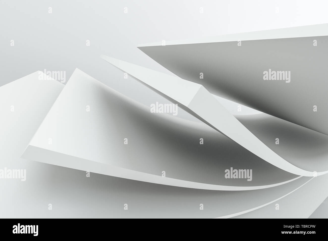 Three dimensional rendering, white gradient curved background Stock ...