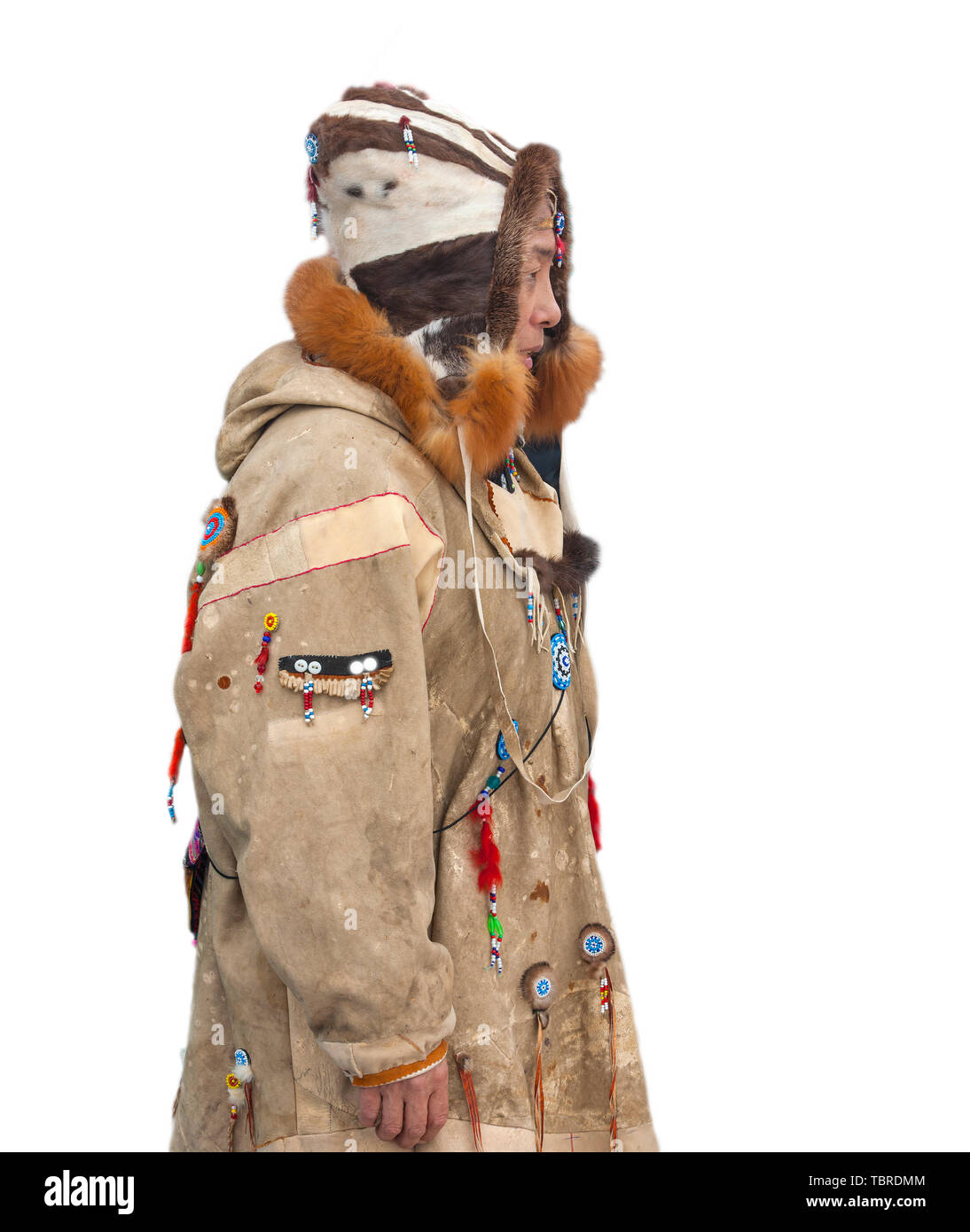 KAMCHATKA, RUSSIA - MART 11, 2018: the woman in the clothes of ...