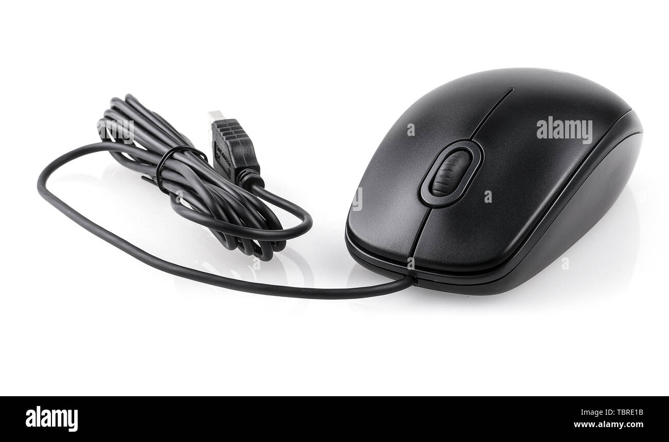 Black Computer mouse isolated on a white background Stock Photo - Alamy