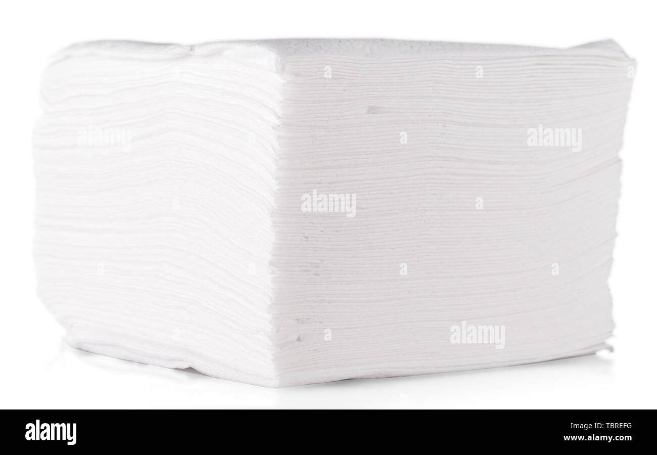 Stack of folded disposable paper tissues on white background Stock ...