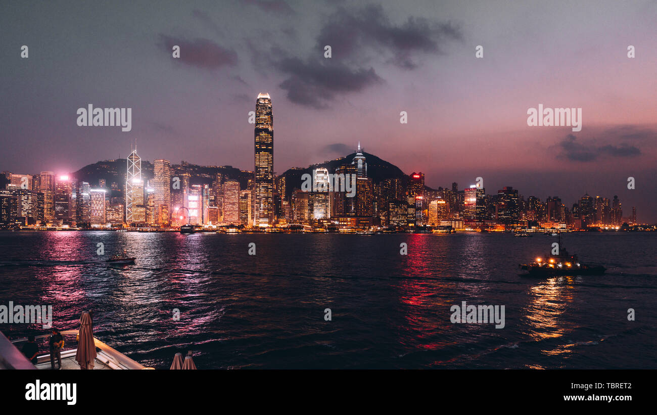 Night View in Victoria Harbour, Hong Kong Stock Photo - Alamy