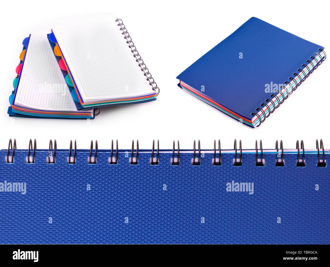 Set of new blue notebook with rings on a white background Stock Photo ...