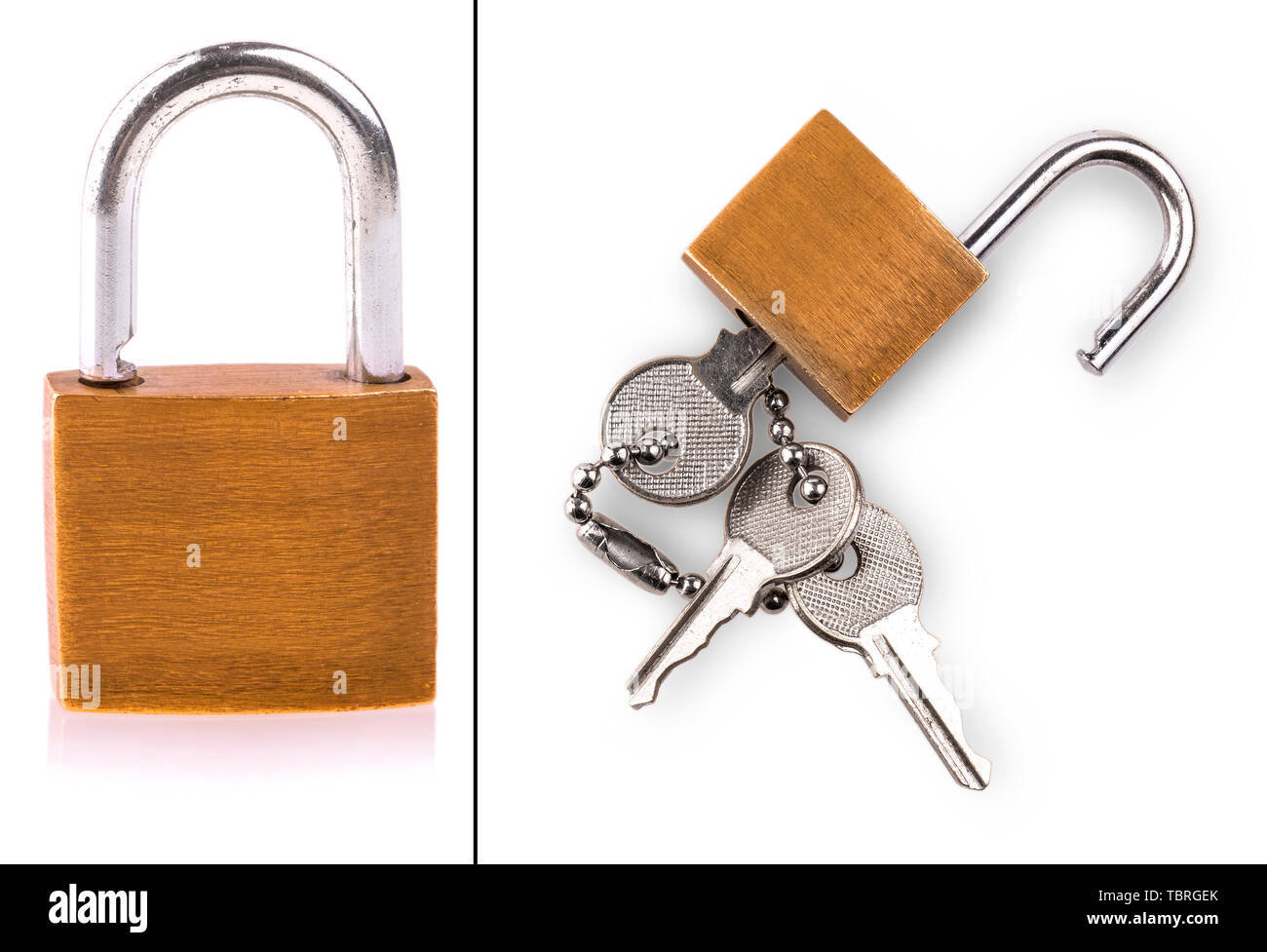 Set of padlock and keys isolated on white background Stock Photo - Alamy