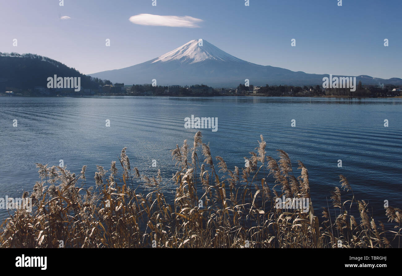 Japan's Mount Fuji estuary lake scenery Stock Photo - Alamy