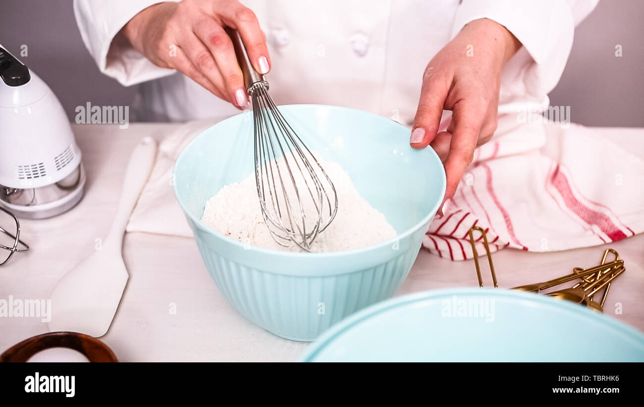Step by step. Mixing sugar cookies dough in mixing bowl Stock Photo - Alamy