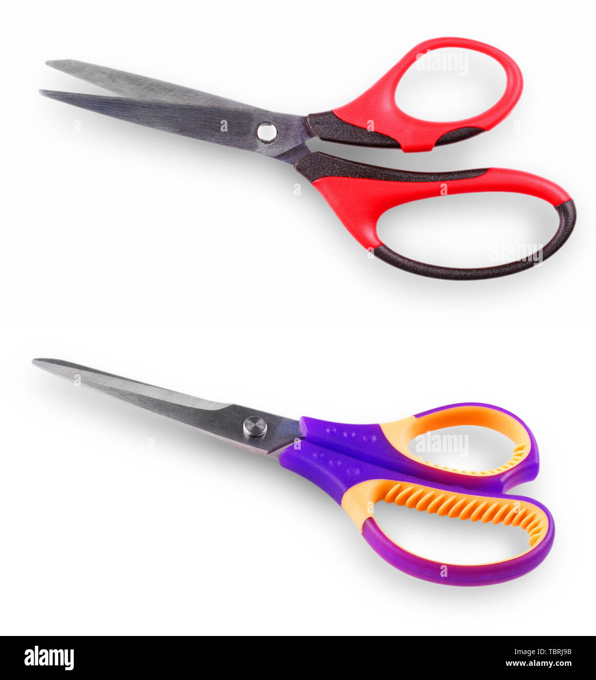 Two new paper scissors on a white background Stock Photo - Alamy