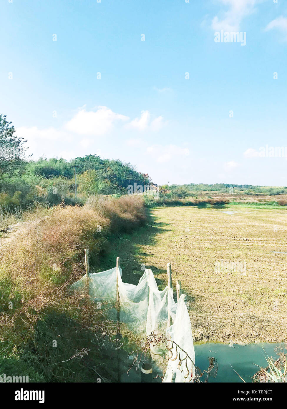 Fishing nets and dry ponds Stock Photo - Alamy