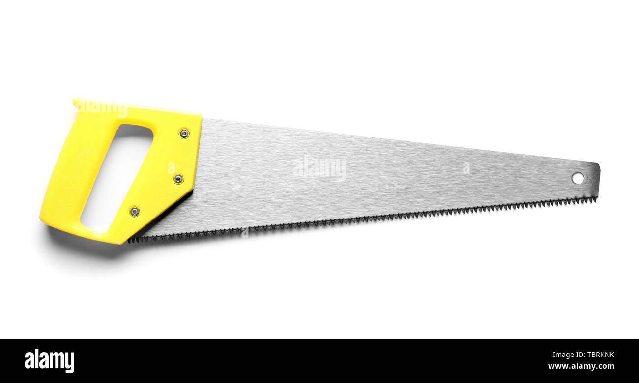 Carpenter's saw on white background Stock Photo - Alamy