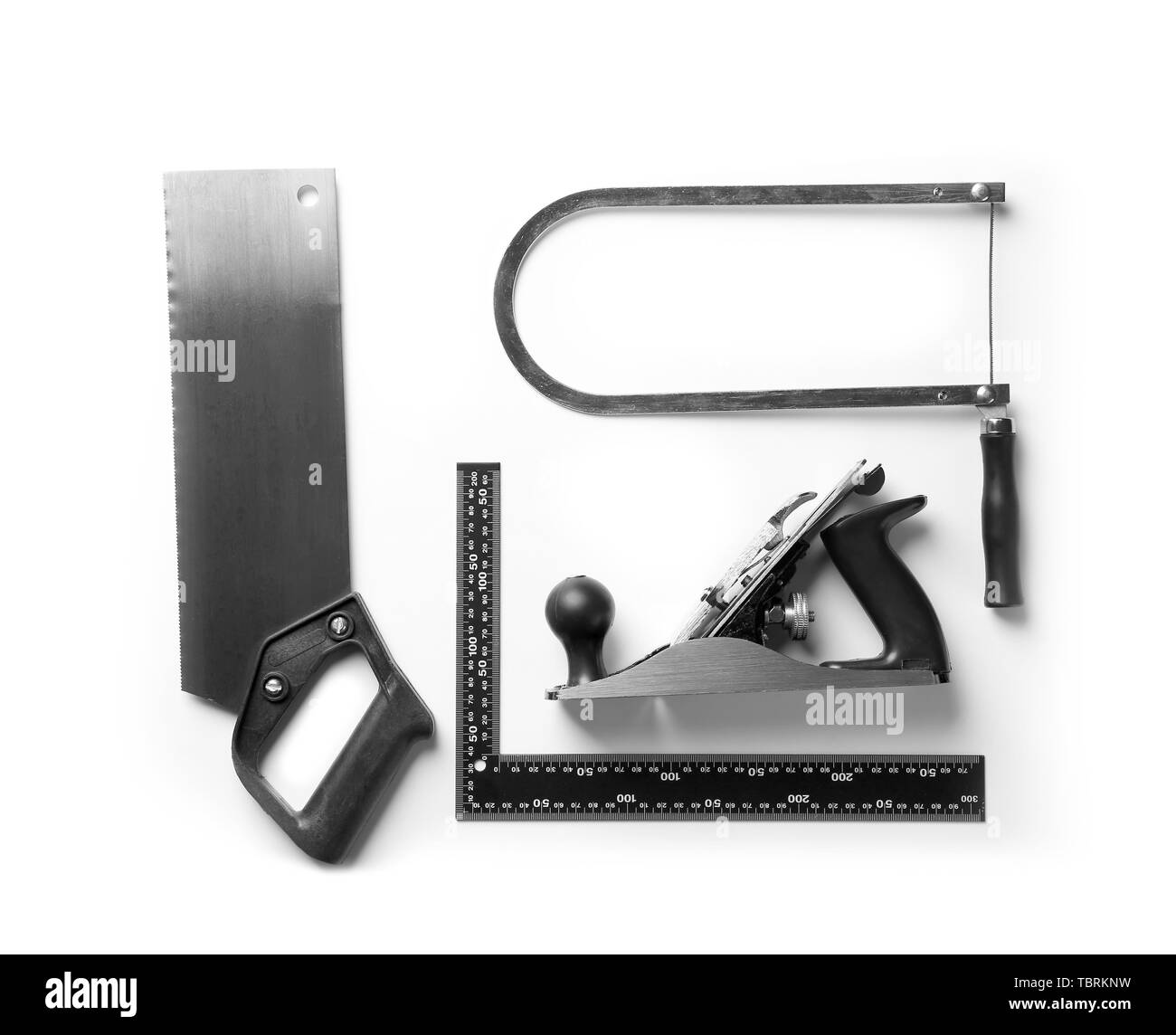 Set of carpenter's tools on white background Stock Photo - Alamy