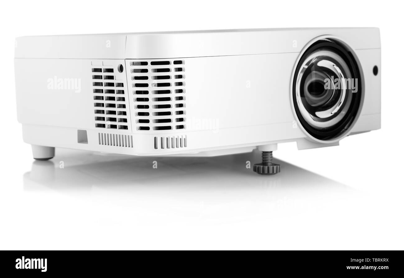 Movie projector isolated side view Cut Out Stock Images & Pictures - Alamy