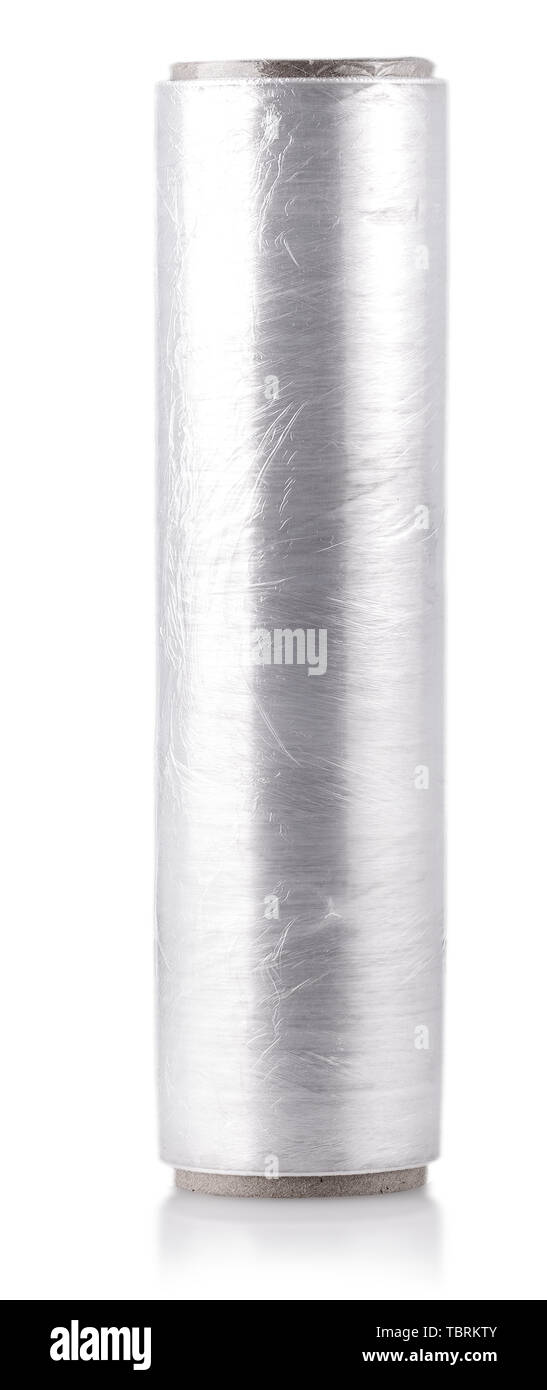 White stretch film at white background Stock Photo - Alamy
