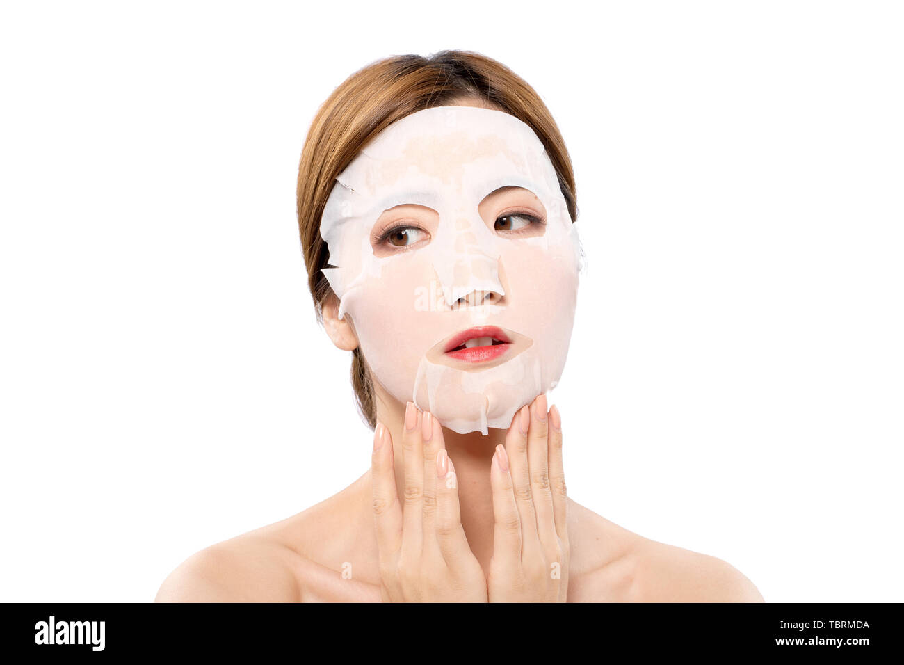 Beauty in makeup in shed shot against white background Stock Photo - Alamy