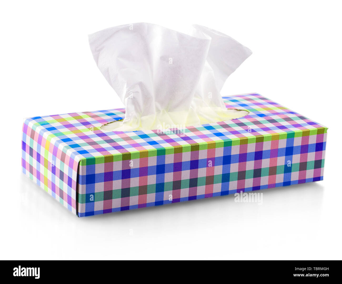 colored box with paper napkins on white background Stock Photo - Alamy