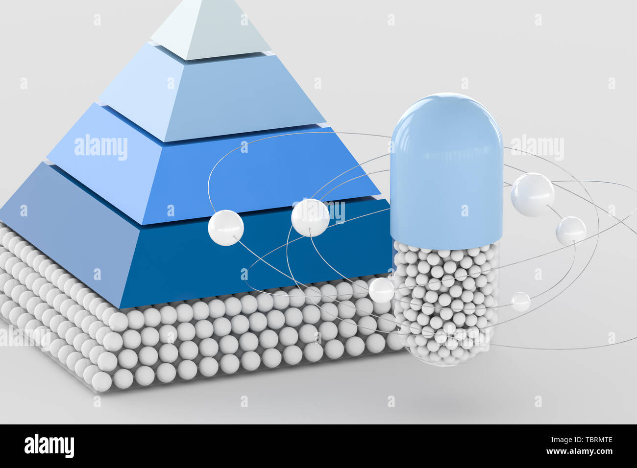 Statistical pyramids with capsules, three-dimensional rendering Stock ...