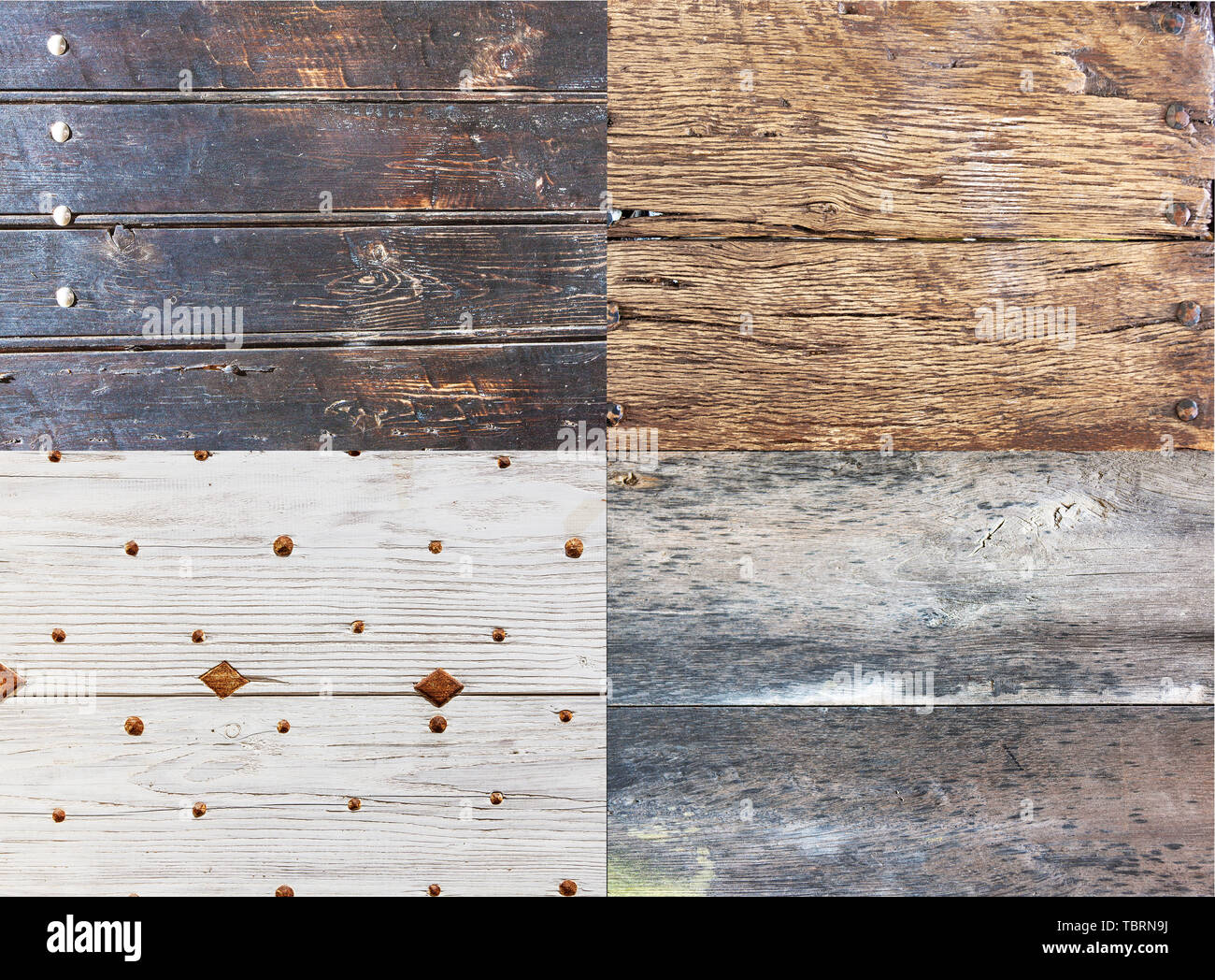Set of the old texture painted wooden boards Stock Photo - Alamy