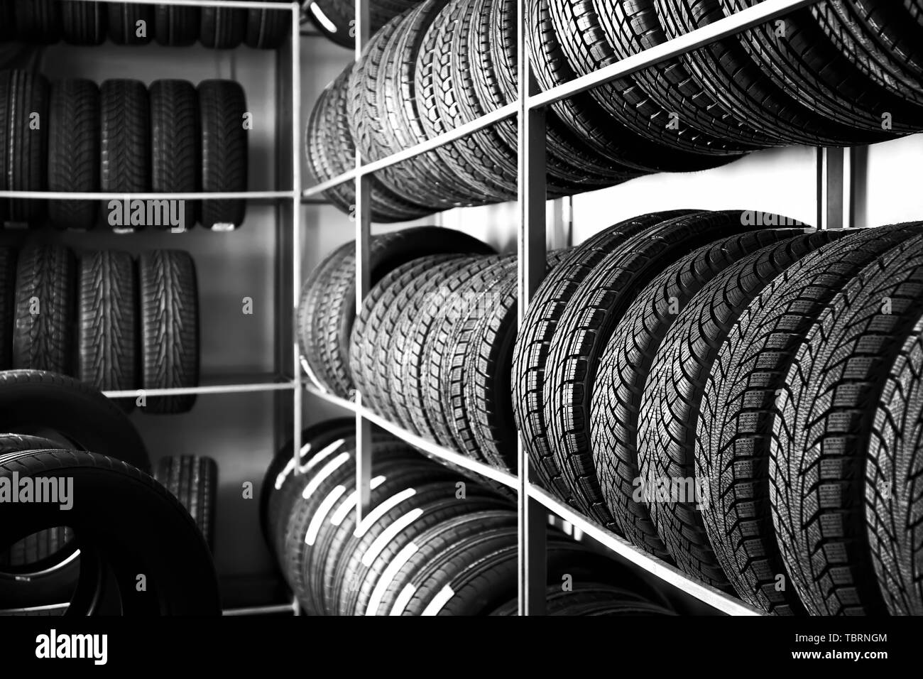 Car tires in automobile store Stock Photo - Alamy