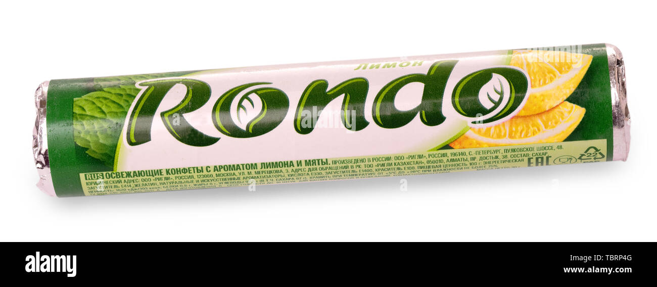 Kamchatka, RUSSIA - APRIL 29, 2016: Refreshing candy Rondo made by ...