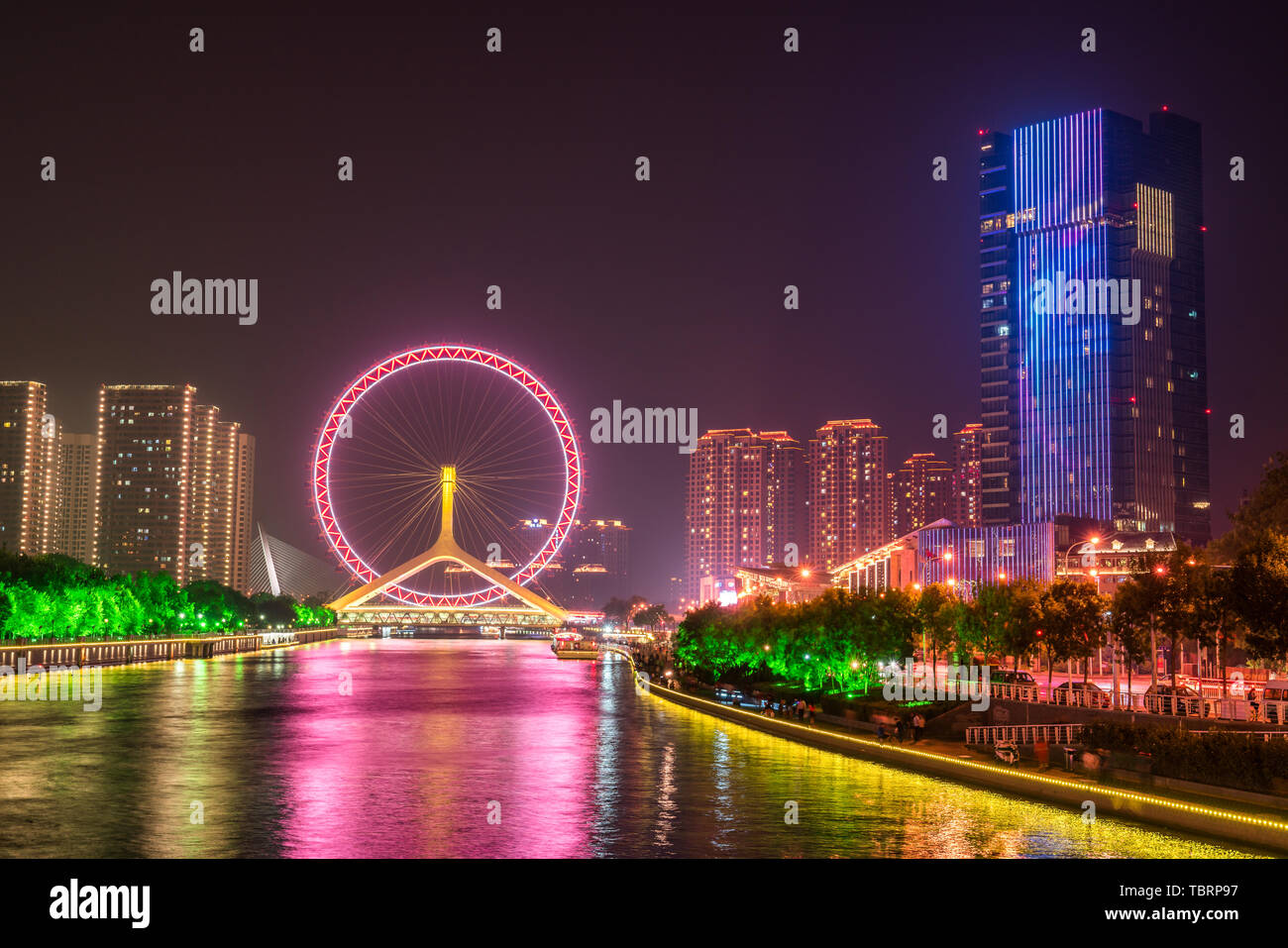 Tianjin Eye Ferris wheel at night Stock Photo - Alamy