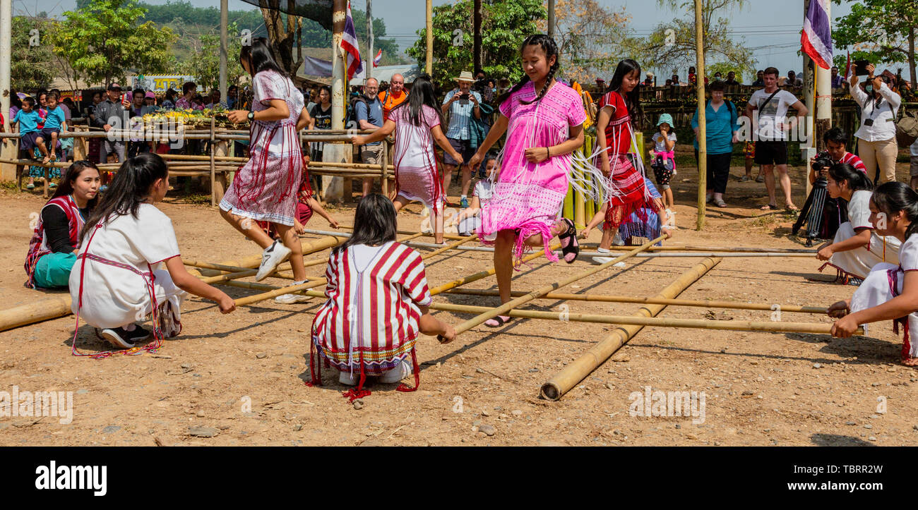 Chiang Rae, Thailand - 2019-03-13 - Sabah Murat Bamboo Dance By Skilled ...