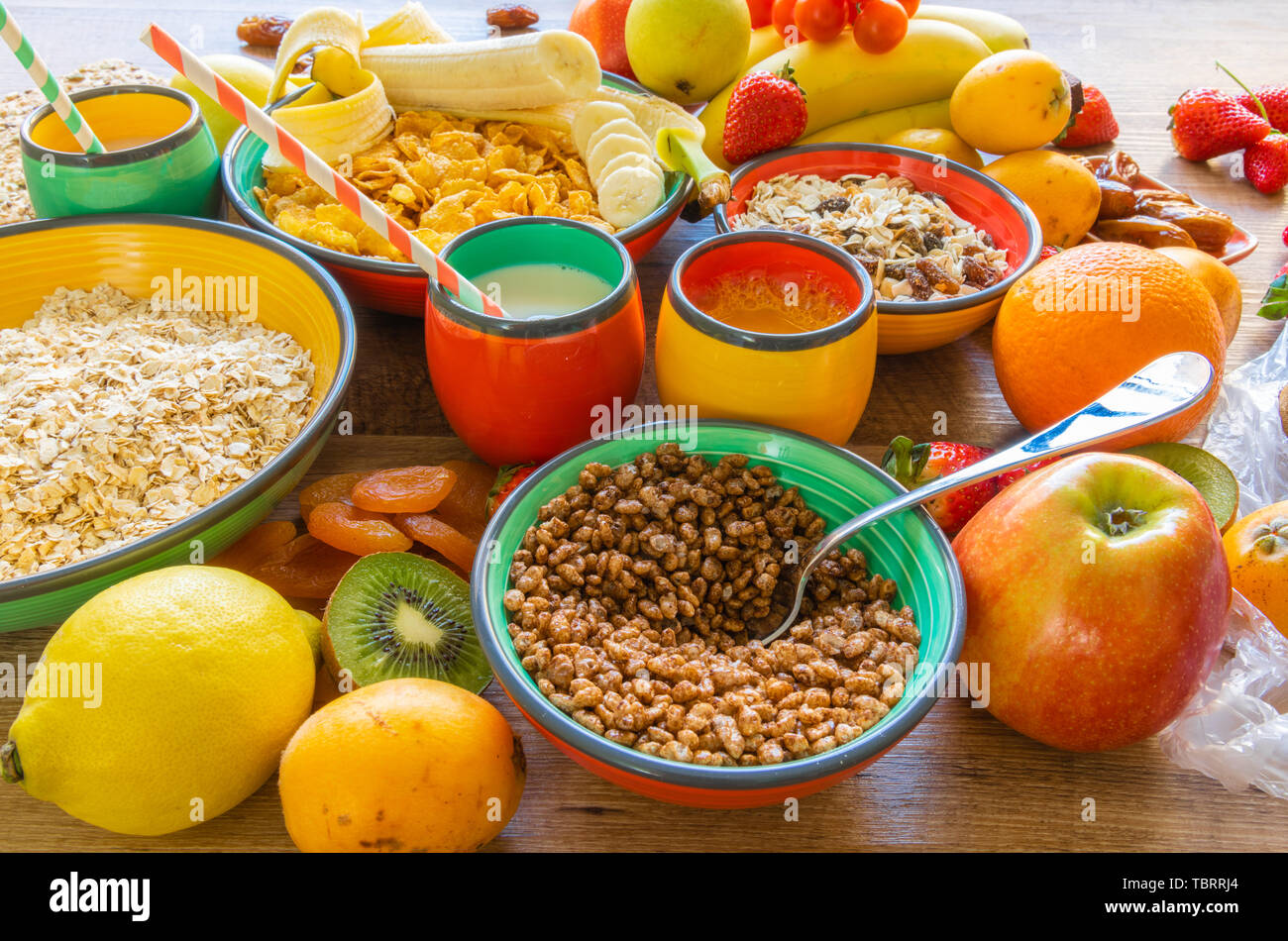 Set of different nutritious and healthy breakfast ingredients ...