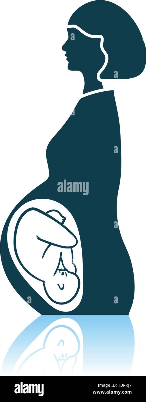 Pregnant Woman With Baby Icon. Shadow Reflection Design. Vector ...