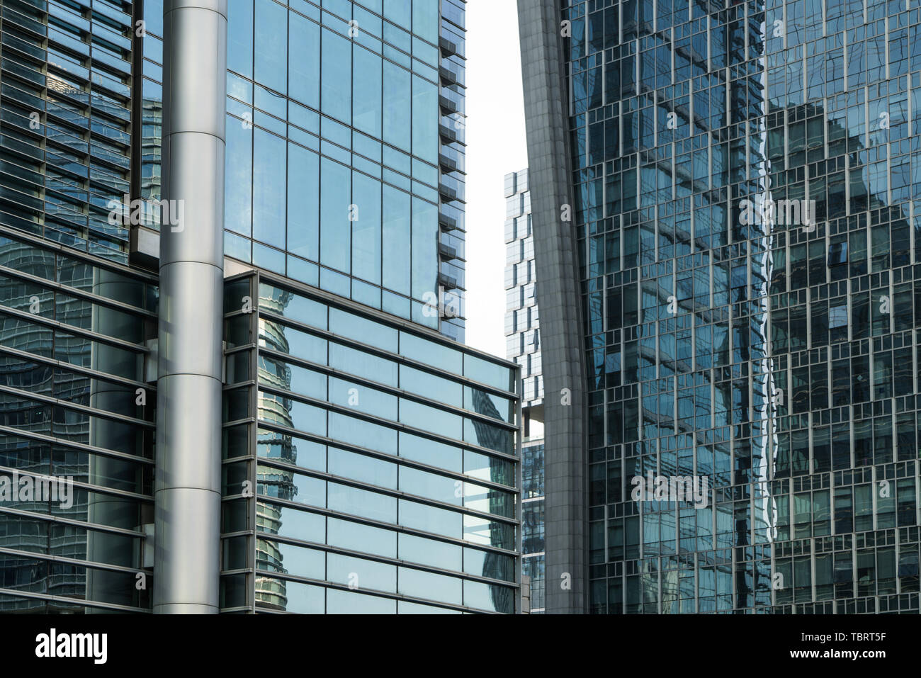Sunny day downtown cityscape, business background Stock Photo - Alamy