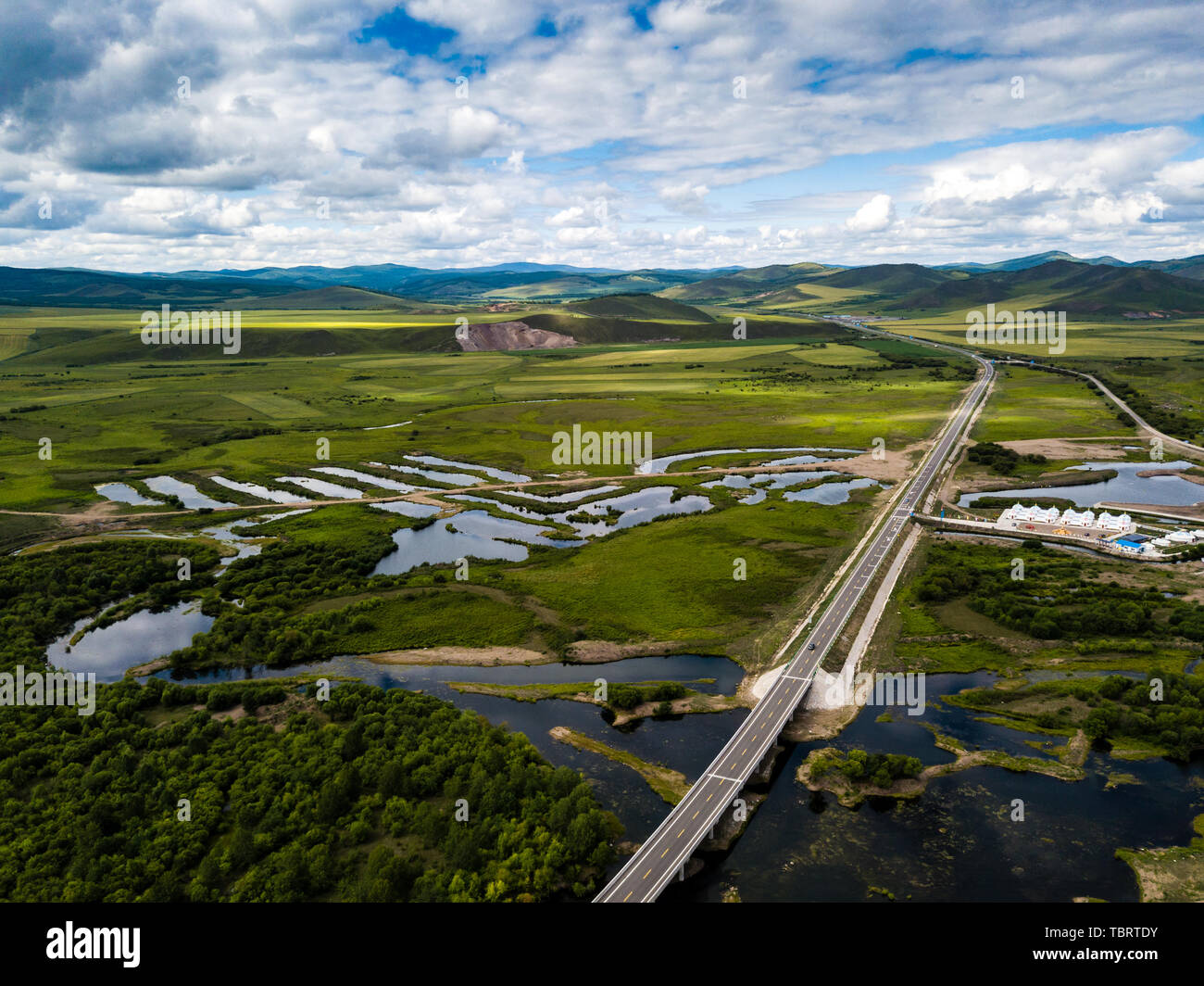 Aerial photography of beautiful scenery along the way in Hulunbuir ...