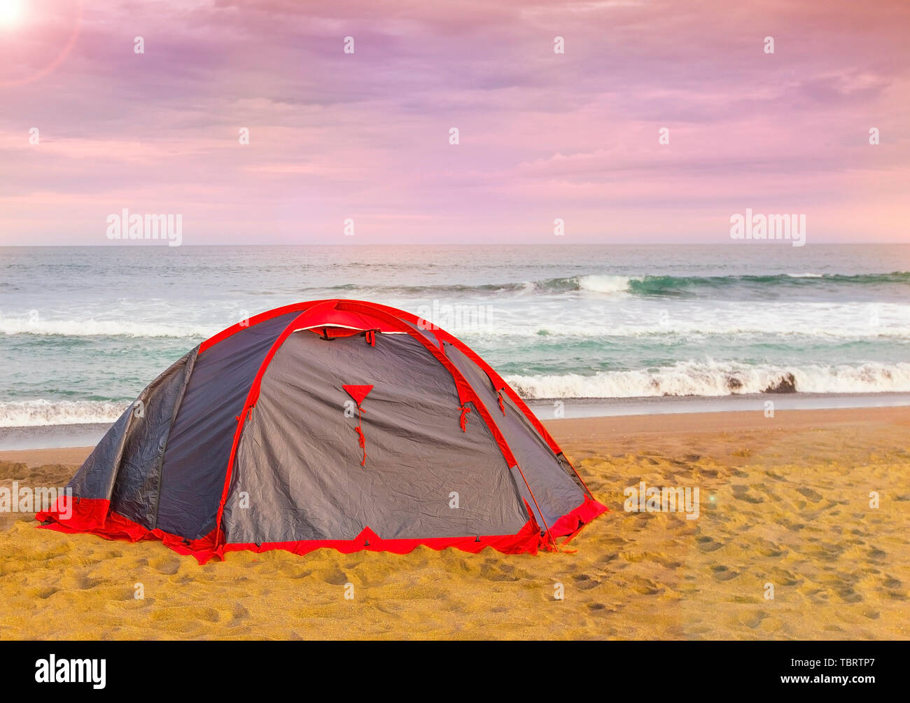 tent on the sand near the sea Stock Photo - Alamy